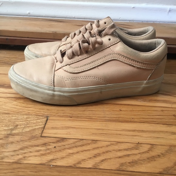 Vans | Shoes | Womens Vans Old Skool Leather Sneakers Tan | Poshmark